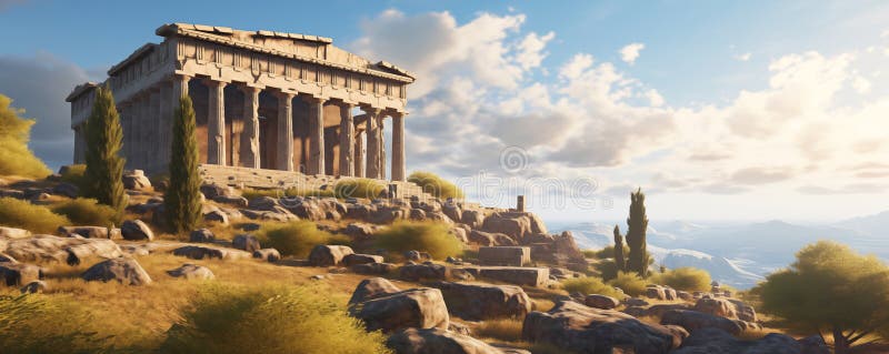 Ancient Roman Ruins with Columns in Rome, Panoramic, Generated Ai Stock ...