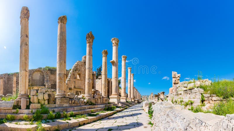 Ancient and Roman Ruins of Jerash Gerasa, Jordan Stock Photo - Image of ...