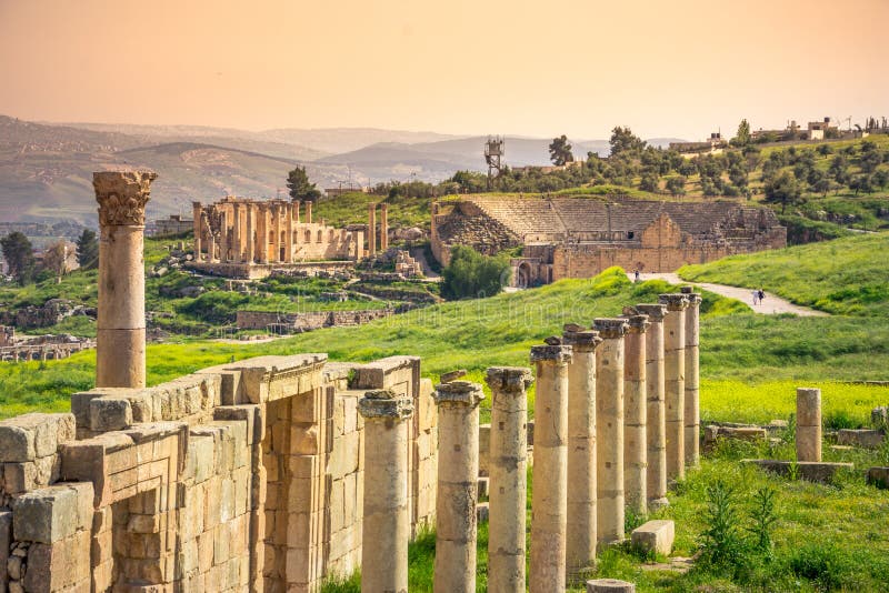 Ancient and Roman Ruins of Jerash Gerasa, Jordan Stock Photo - Image of ...