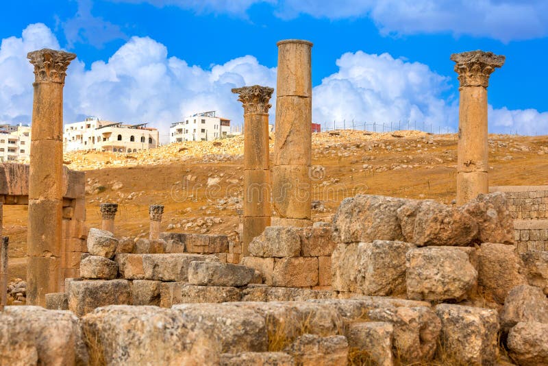 Ancient Roman Ruins of Jerash Gerasa, Jordan Stock Photo - Image of ...