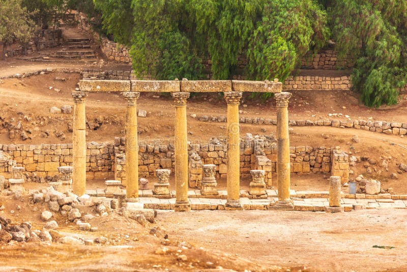 Ancient Roman Ruins of Jerash Gerasa, Jordan Stock Image - Image of ...
