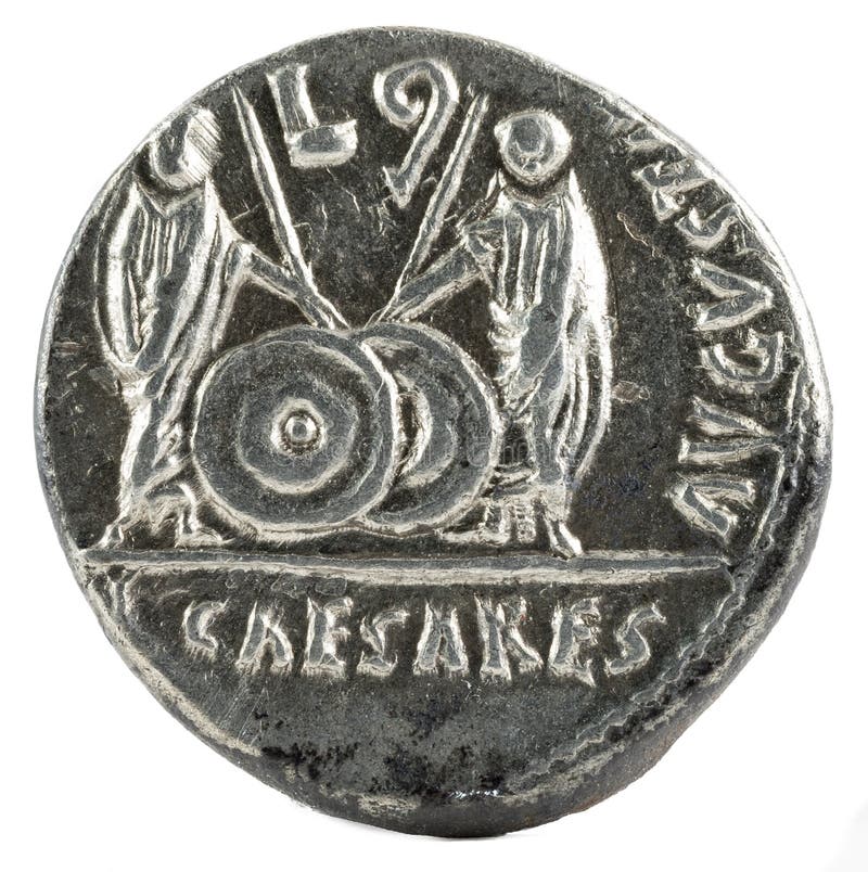 Ancient Roman Silver Denarius Coin of Emperor Augustus Stock Image ...