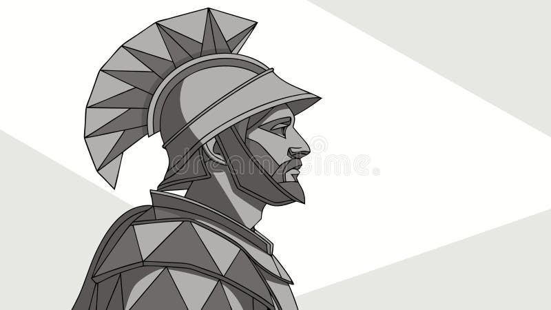 Ancient Roman Soldier Profile, Helmeted Low Poly, Vector Design ...