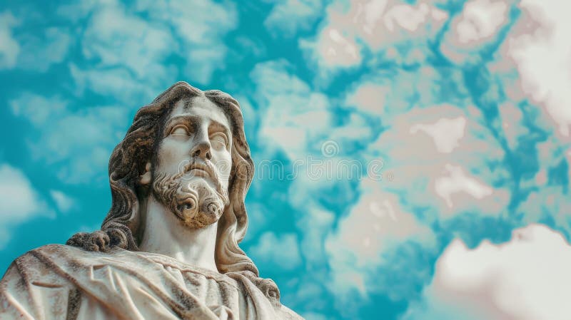 Ancient Roman Statue Blue Sky Background Stock Illustration ...