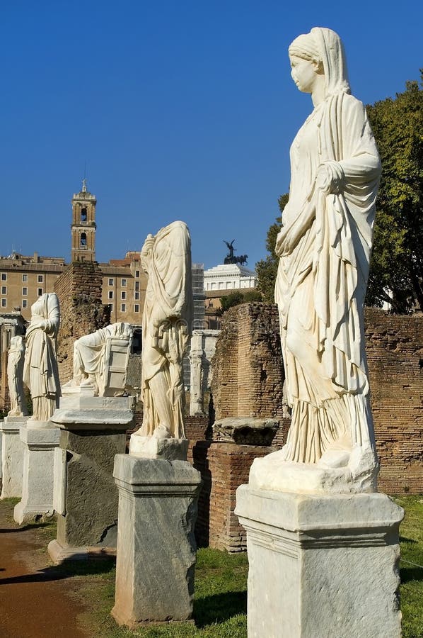Ancient Roman Statues on Pedestals Stock Photo - Image of roma ...