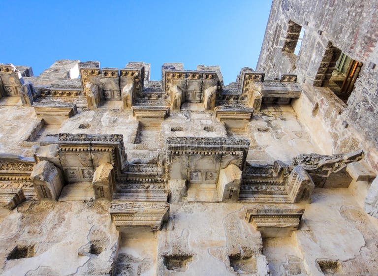Ancient Roman Stone Balconies Stock Image - Image of travel, turkey ...