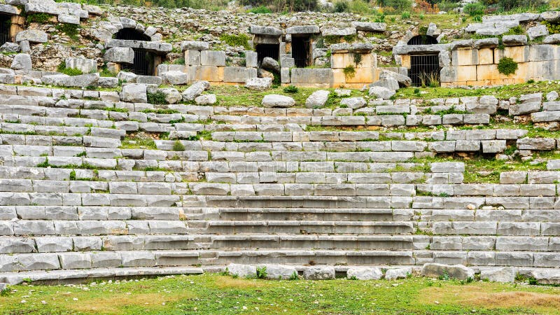 Ancient Roman Stonework Amphitheater. Turkey Stock Image - Image of ...
