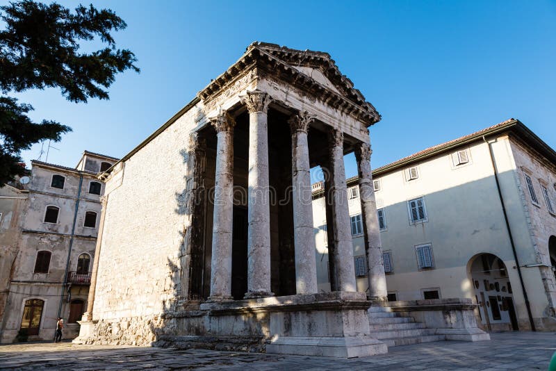 Ancient Roman Temple Of Augustus In Pula Stock Image - Image of croatia ...