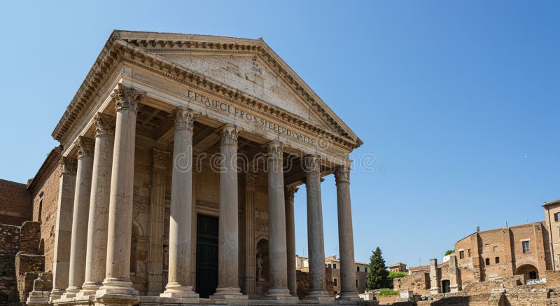 Ancient Roman Temple Featuring Classical Architecture, Likely the ...