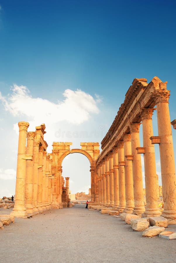 Ancient Roman Time Town in Palmyra, Syria. Stock Photo - Image of ...
