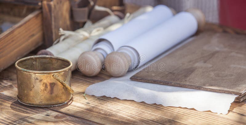 Ancient Roman Writing and Documents Management Implements Stock Photo ...