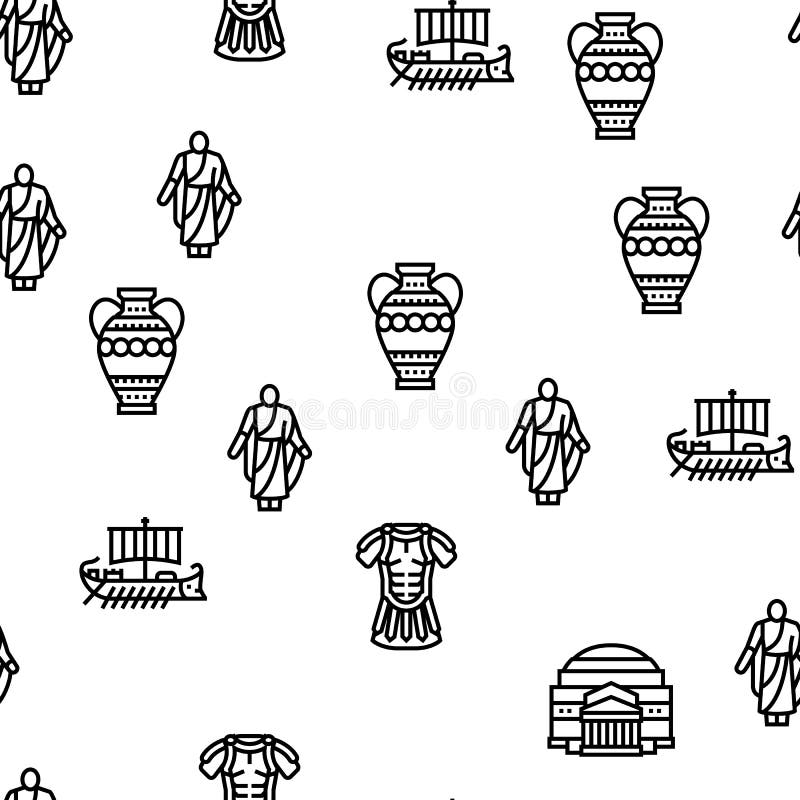 Ancient Rome Antique History Vector Seamless Pattern Stock Vector ...