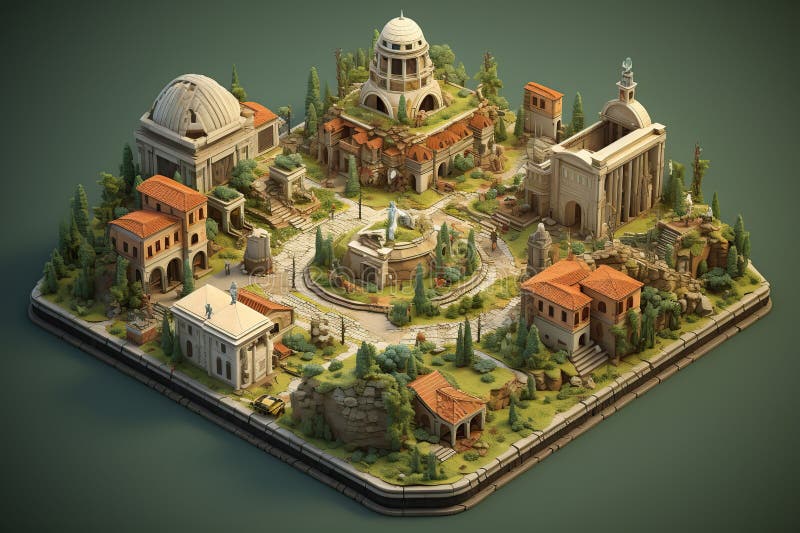 Ancient Rome Isometric Diorama Land Plot. AI Generated Stock ...