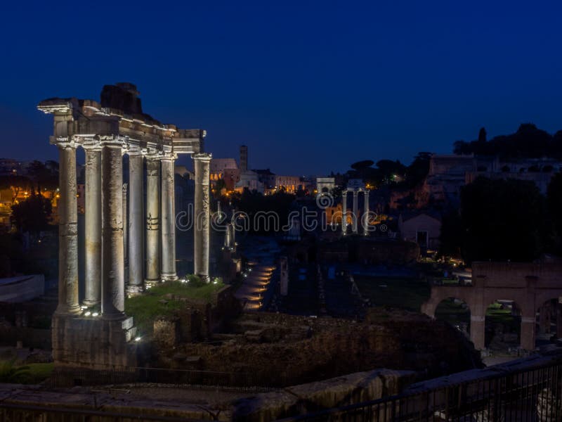Ancient Rome - Roman Forum in the Night Stock Photo - Image of monument ...