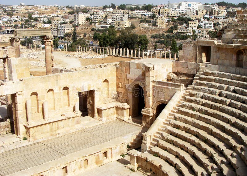 Ancient Rome Theatre in Amman Stock Image - Image of buildings, amman ...