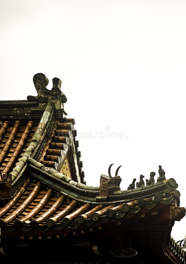 A Ancient Rooftop with Traditional Decoration Stock Image - Image of ...