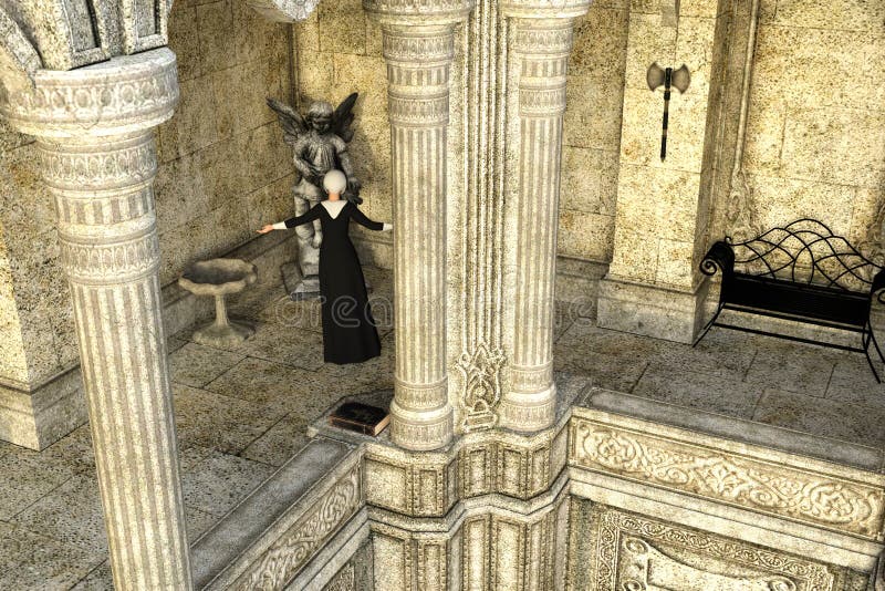 Ancient Room with Columns and a Corridor with Sunlight. Stock ...