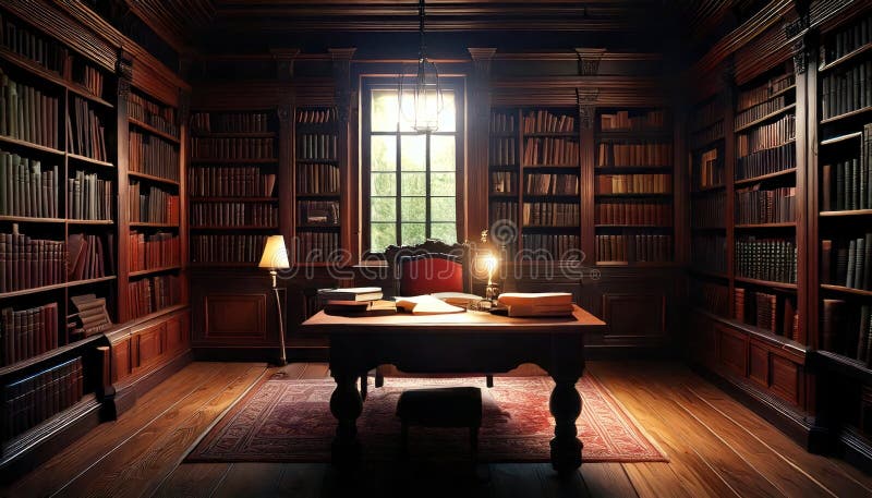 An Ancient Room, Inside the Room There are Many Bookcases, on the Side ...