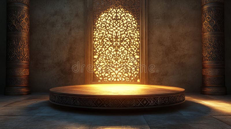 Ancient Room with Ornate Architecture and Golden Glow Stock ...
