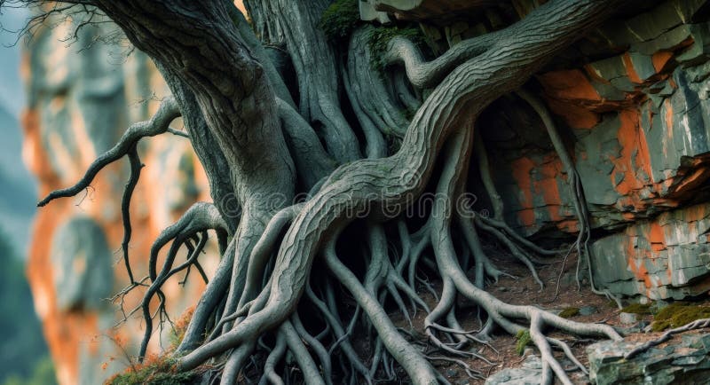 Ancient Roots. a Trees Embrace of Stone, Natures Grip on the Rugged ...