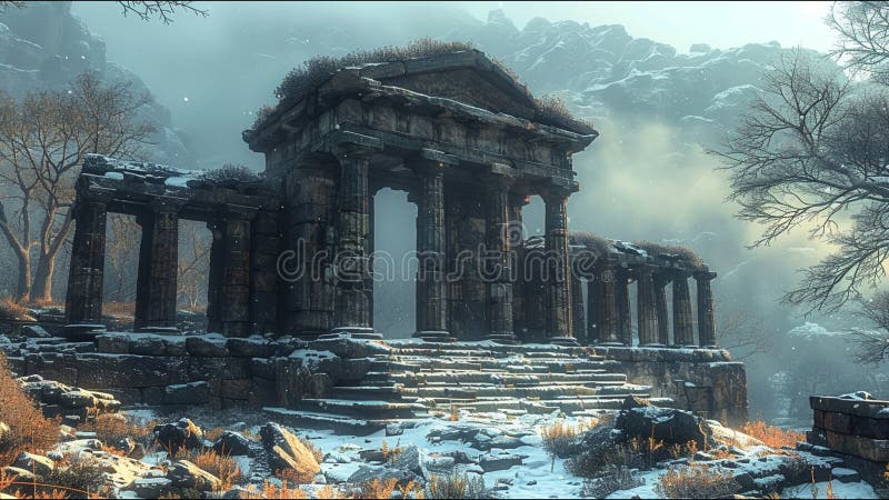 Ancient Ruin Building Remnants of Civilization Stock Illustration ...