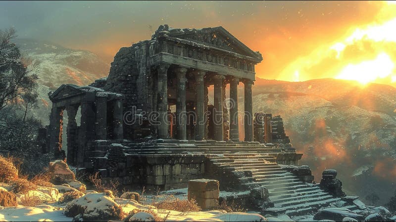 Ancient Ruin Building Remnants of Civilization Stock Illustration ...