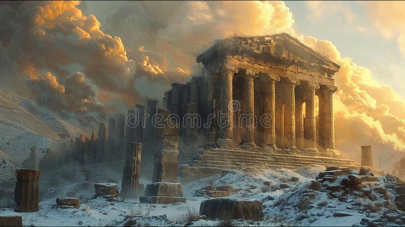 Ancient Ruin Building Remnants of Civilization Stock Illustration ...