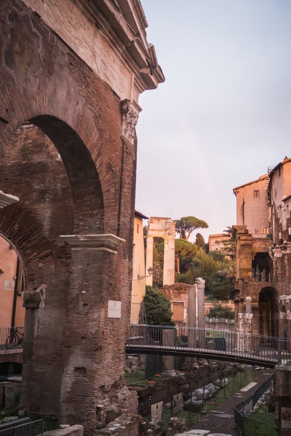 Ancient Ruin of Rome at Sunset Stock Photo - Image of famous ...