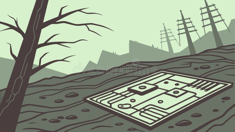 Tech Blueprint Map of Ancient Ruins, Flat Vector Illustration, Vector ...