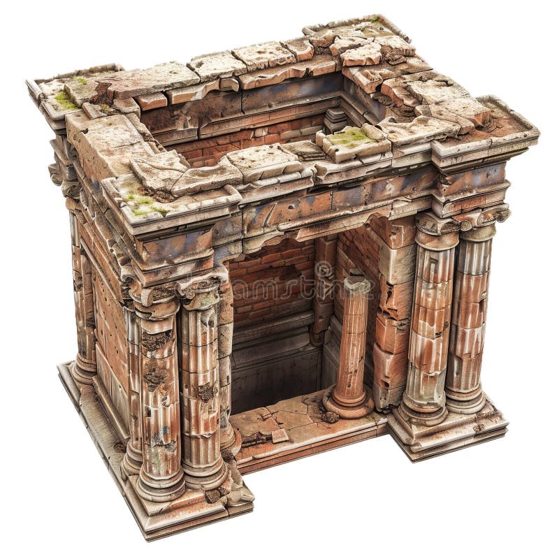 Ancient Ruined Temple Model Isolated on Transparent Background Stock ...
