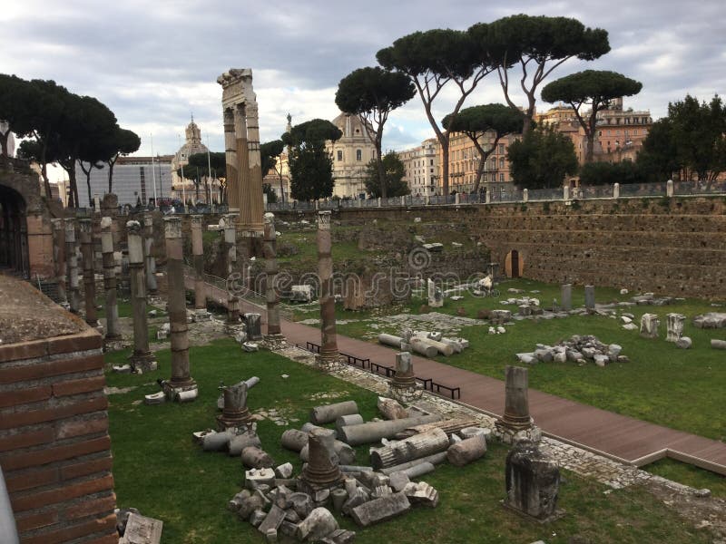 Ancient Ruins Amid Modern Cityscape in Rome Stock Image - Image of ...