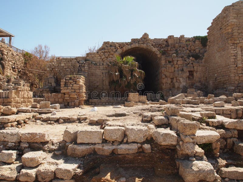 Ancient Ruins of Caesarea Israel Stock Image - Image of stone, asia ...