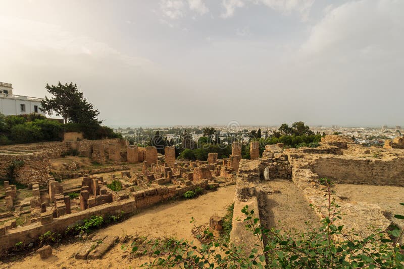 Ancient ruins of Carthage editorial stock image. Image of hill - 188045864