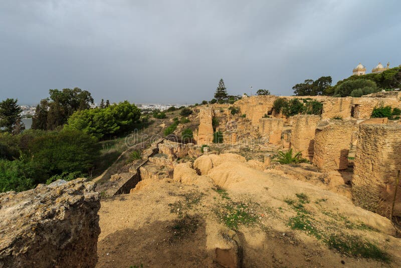 Ancient ruins of Carthage editorial photo. Image of blue - 188046176