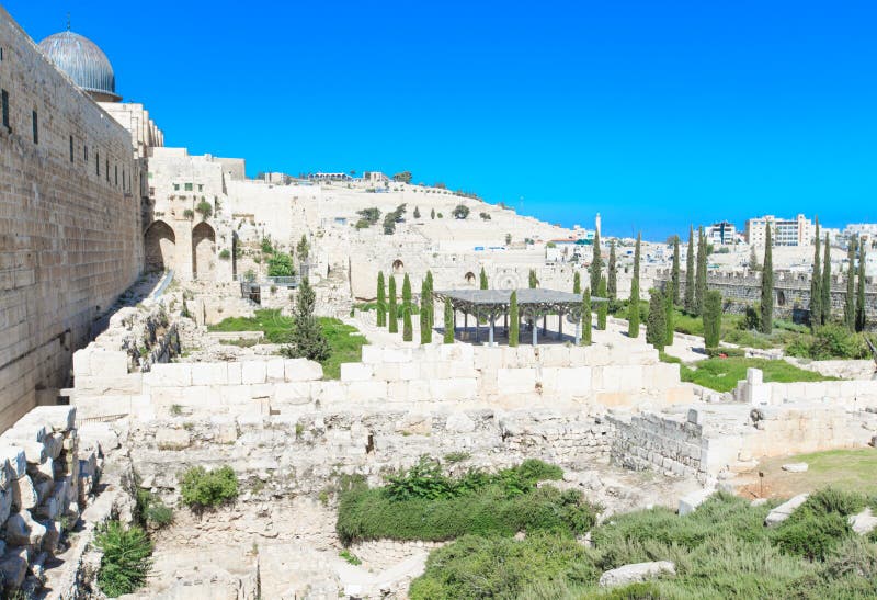 Ancient Ruins in the Center of Jerusalem Stock Photo - Image of wall ...