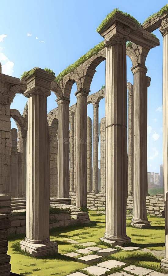 Ancient ruins and columns. stock illustration. Illustration of ...