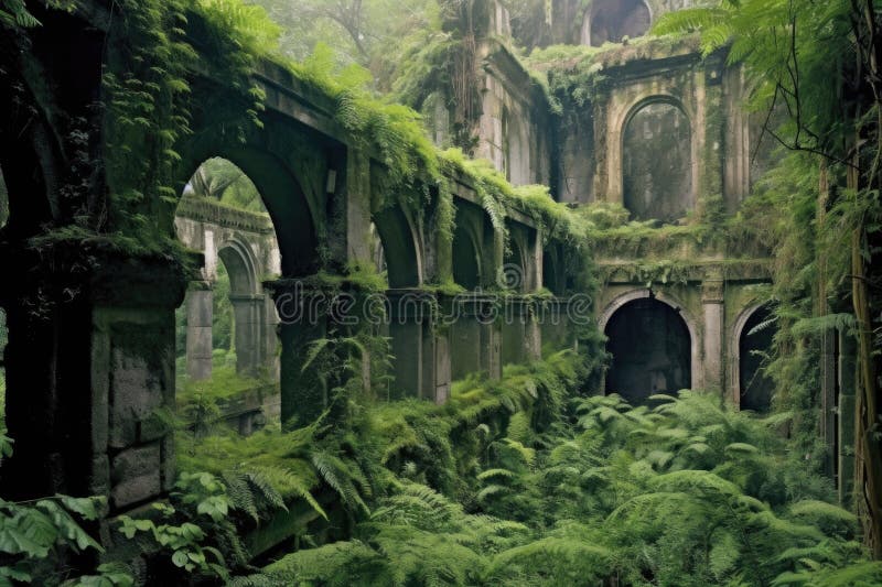 Ancient Ruins Covered in Lush Jungle Foliage Stock Photo - Image of ...