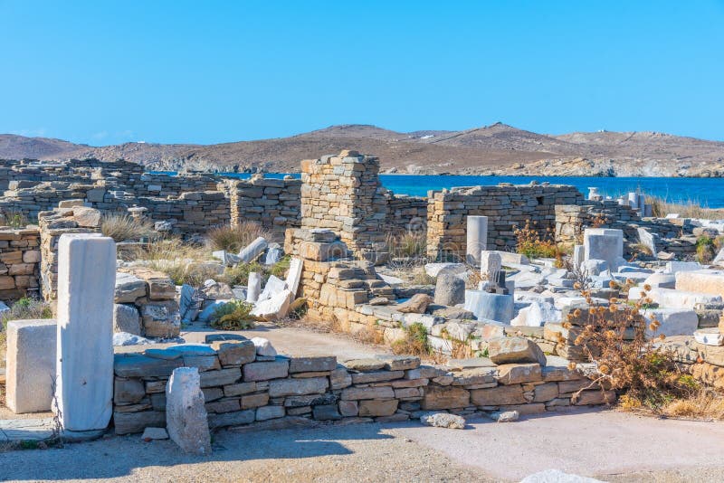 Ancient Ruins at Delos Island in Greece Stock Photo - Image of ...