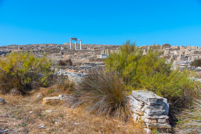 Ancient Ruins at Delos Island in Greece Stock Photo - Image of antics ...