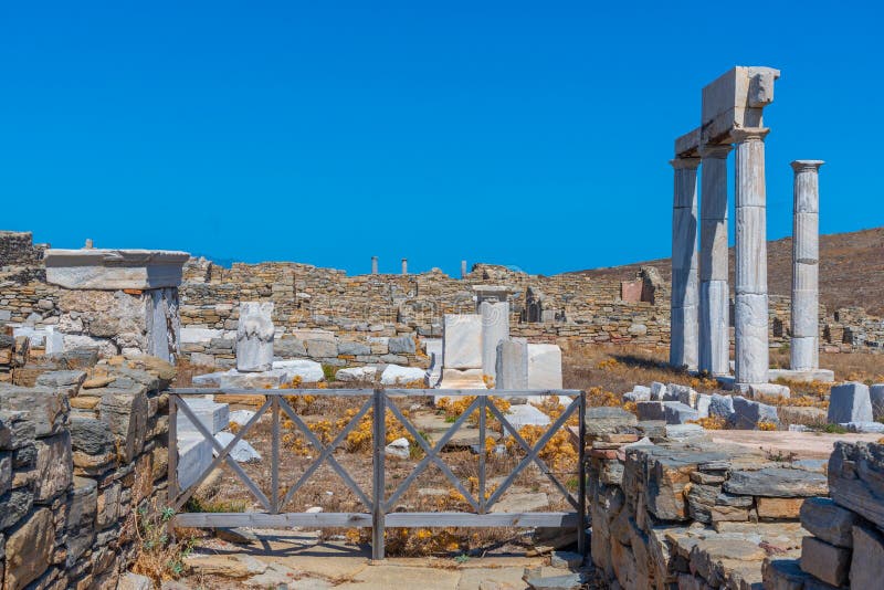 Ancient Ruins at Delos Island in Greece Stock Photo - Image of city ...