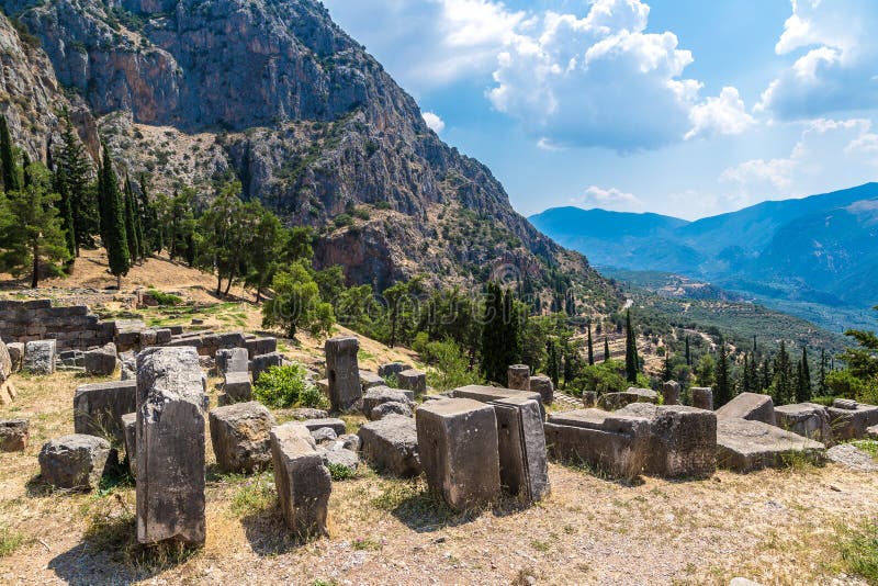 Ancient ruins in Delphi stock image. Image of adventure - 187931731