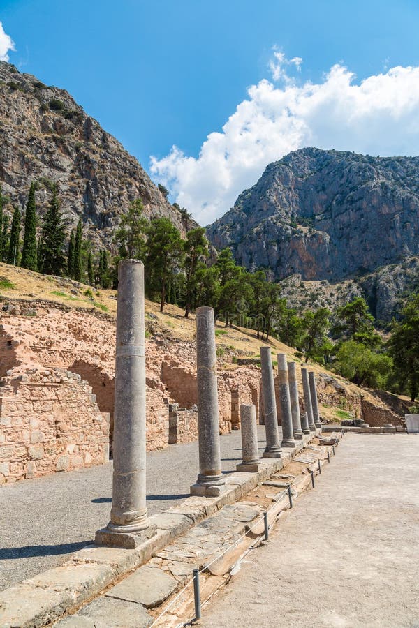 Ancient ruins in Delphi stock photo. Image of columns - 190387054