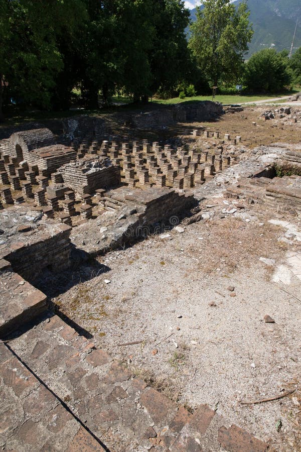 Ancient ruins in Dion stock photo. Image of road, columns - 264053584