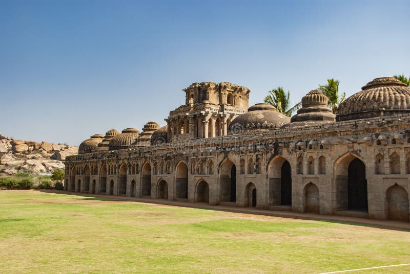 Ancient Ruins of Elephant Stables. Hampi in India. Stock Image - Image ...