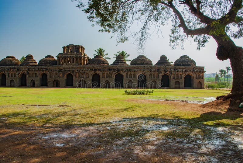 Ancient Ruins of Elephant Stables. Hampi, India. Stock Image - Image of ...