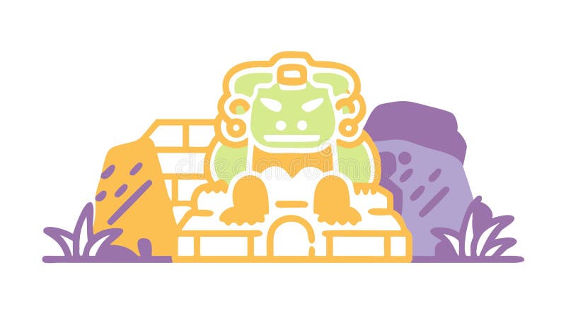 Ancient Ruins with Geometric Patterns, Cultural Heritage Site, Vector ...