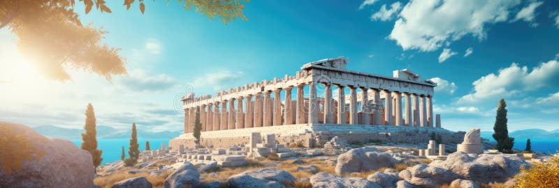 Ancient Ruins of a Historical Landmark Against a Blue Sky Backdrop ...