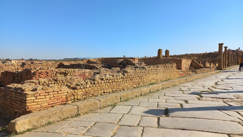 Archaeological Site of Timgad Stock Image - Image of amphitheatre ...