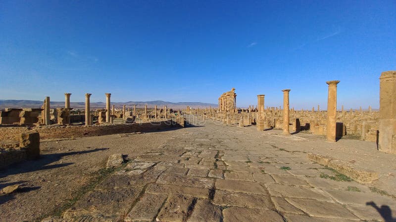 Archaeological Site of Timgad Stock Photo - Image of historic, landmark ...
