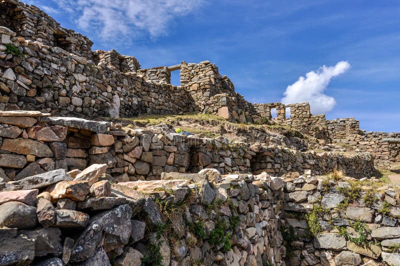 Ancient Ruins on the Isla Del Sol on Lake Titicaca in Bolivia Stock ...